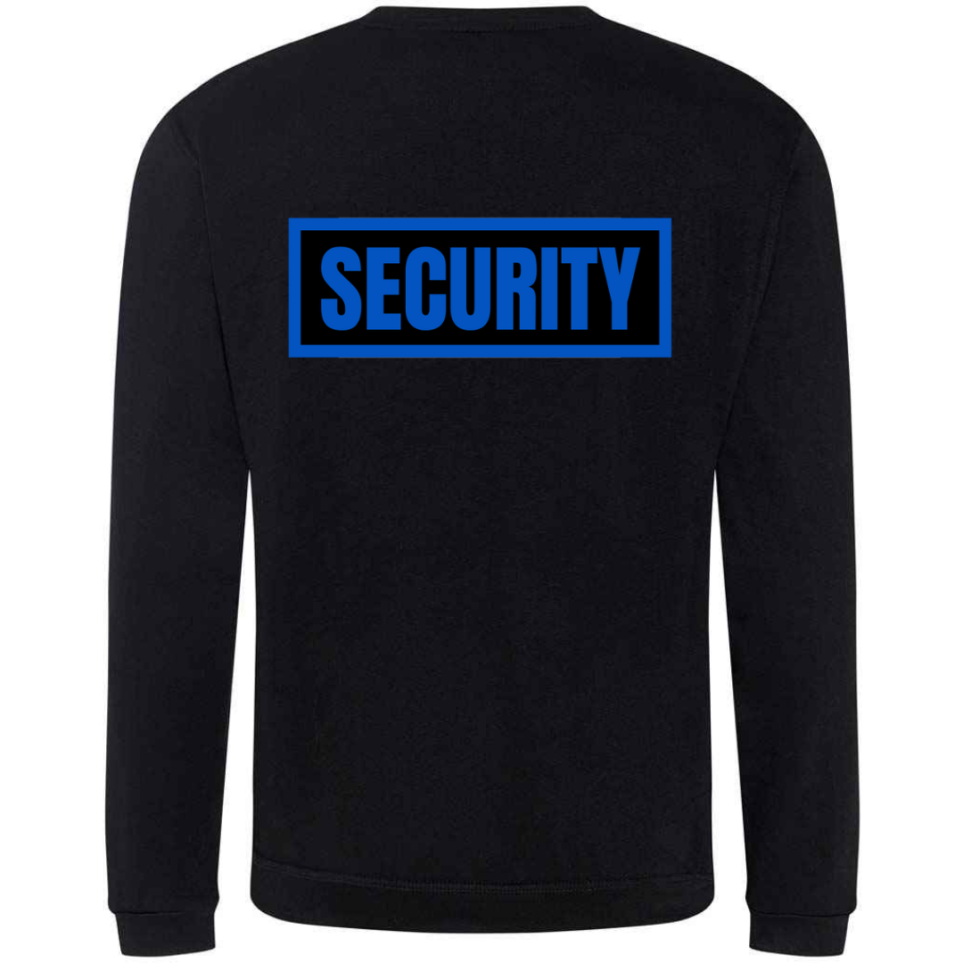 SECURITY Mens Sweatshirt In Black With Blue Logos – MaD-PinsandGifts
