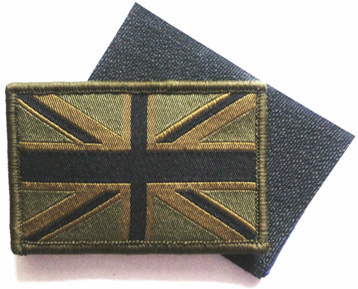 GB UNION JACK PATCH velcro® backed UBAC army olive military flag badge ...